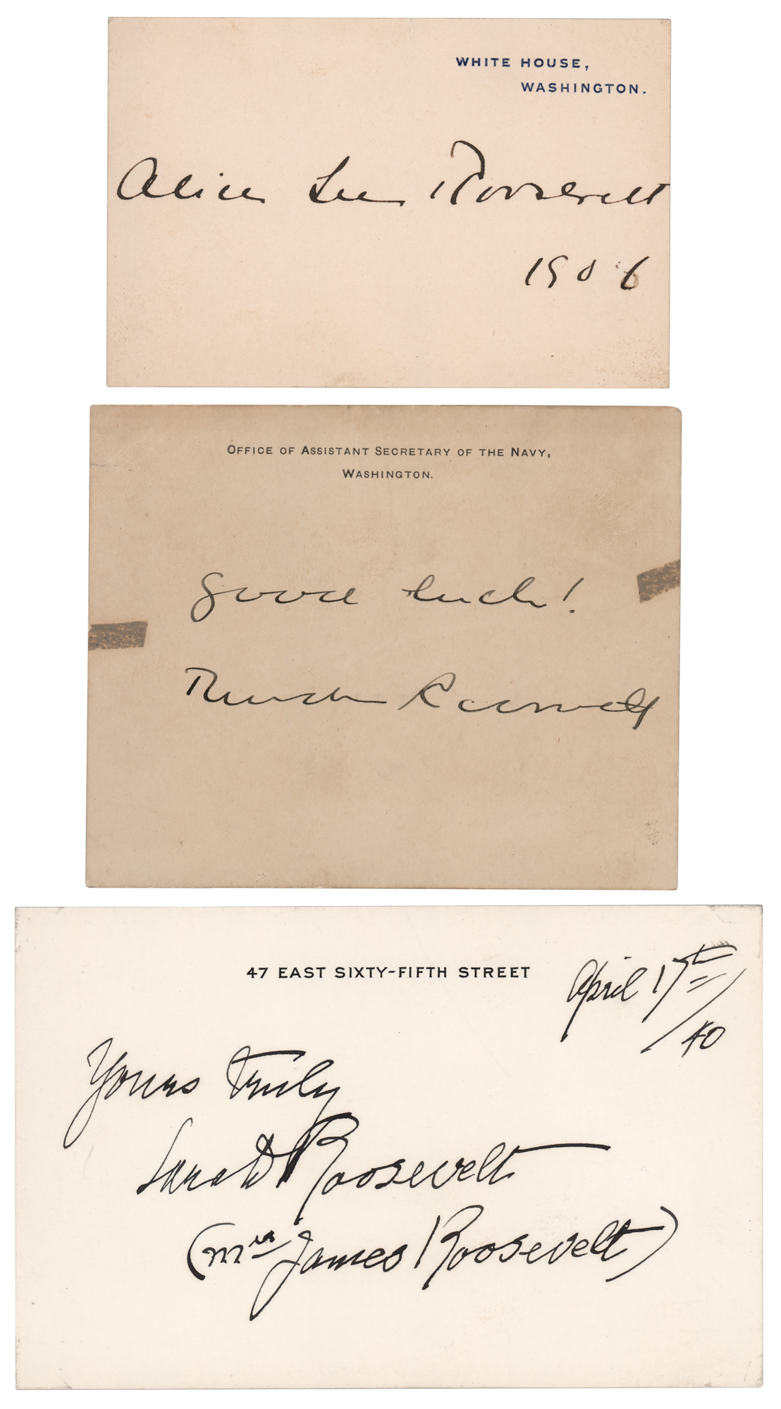 Roosevelt Family Members (3) Signatures - Theodore Roosevelt, Jr.,