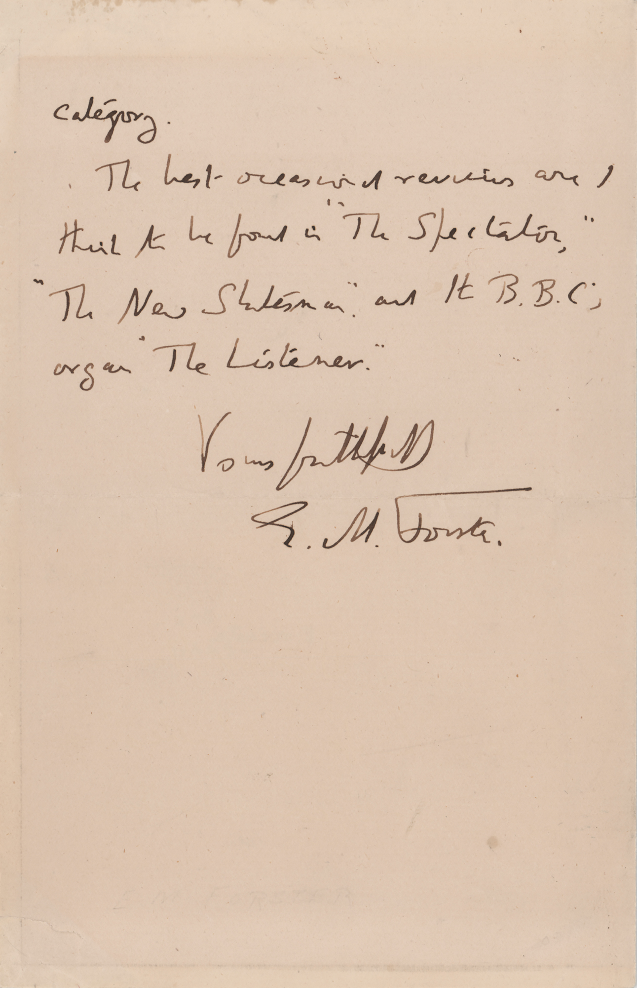 E. M. Forster Autograph Letter Signed | RR Auction