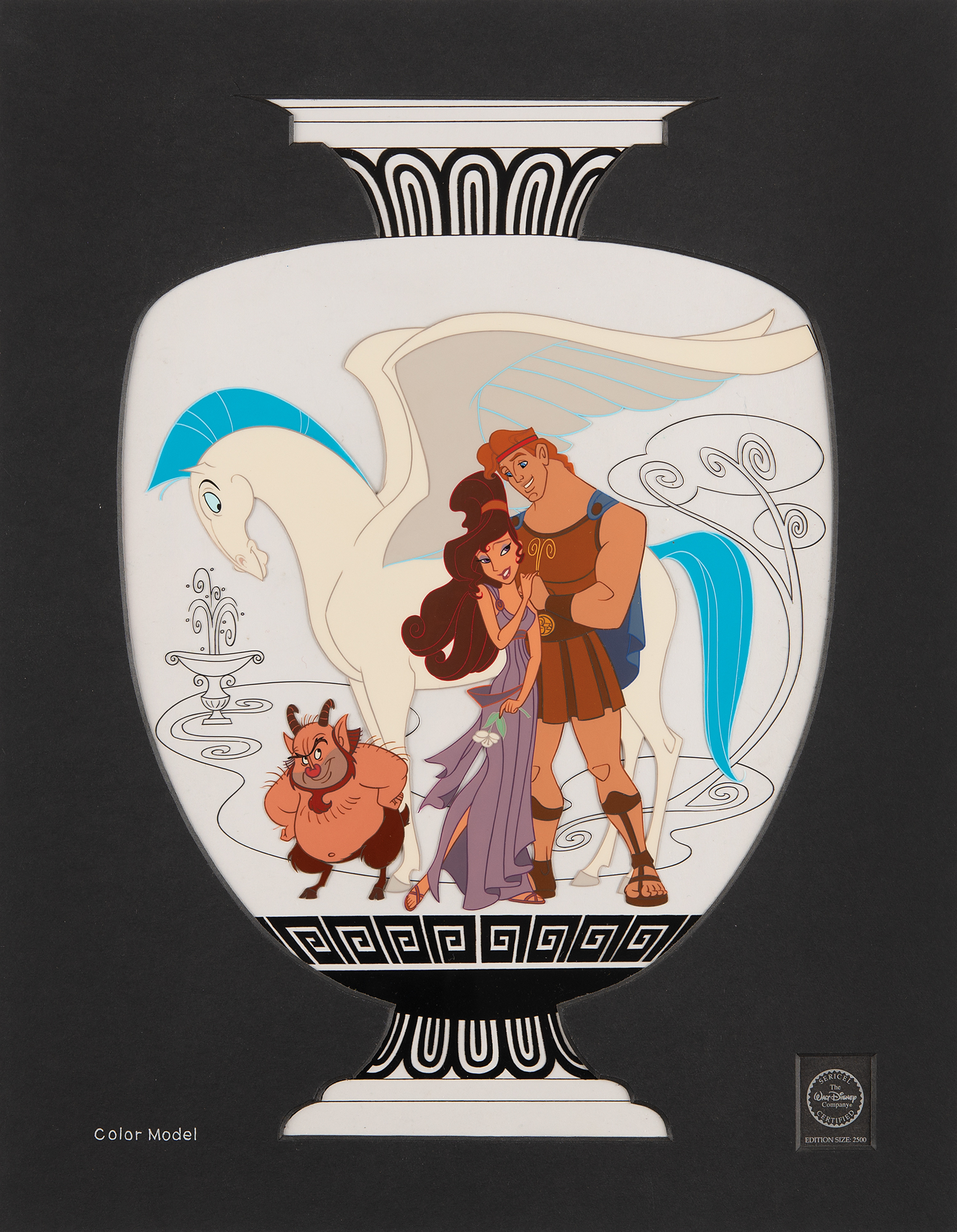 Hercules, Megara, Pegasus, and Philoctetes color model cel for the