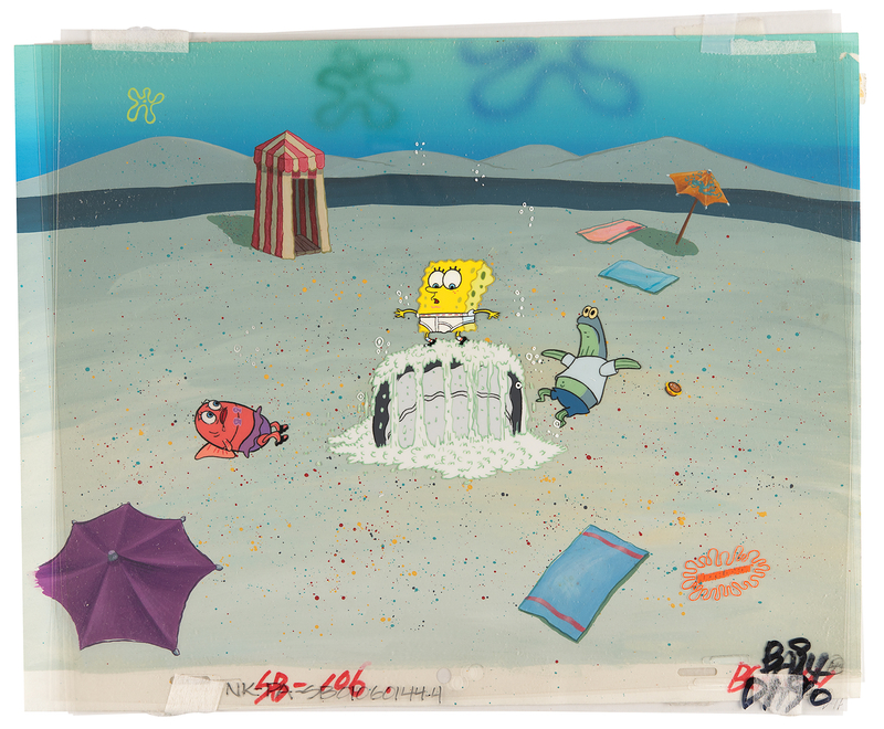 SpongeBob SquarePants, Carol, Frank, and Fat Anchovy production cels