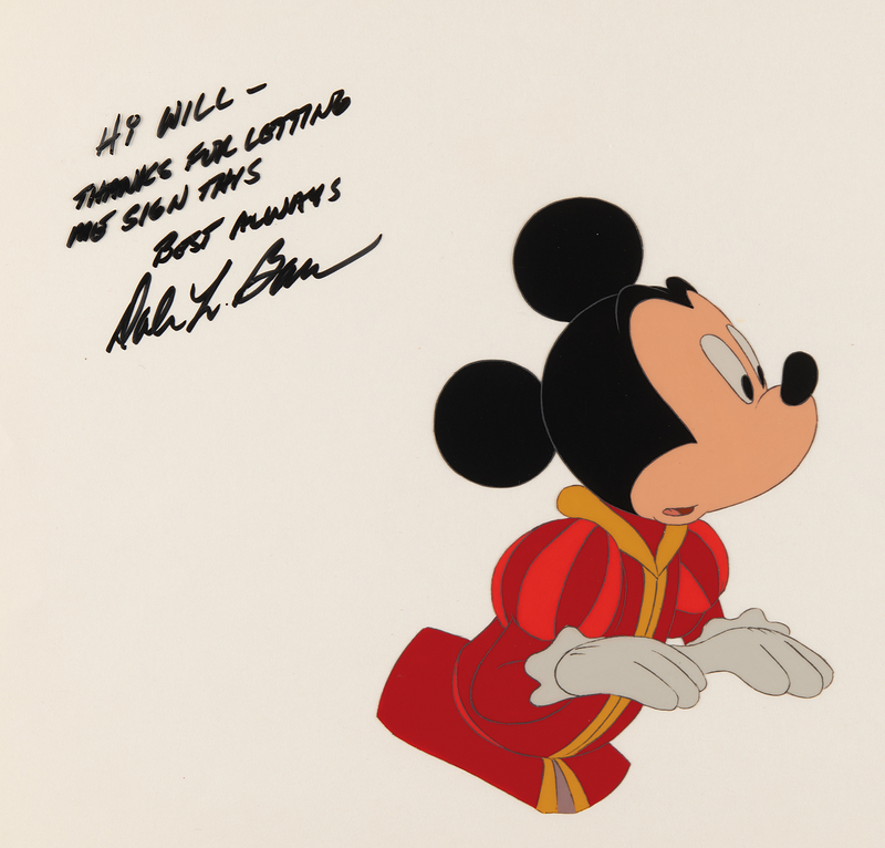 Mickey Mouse production cel from The Prince and the Pauper - Signed by