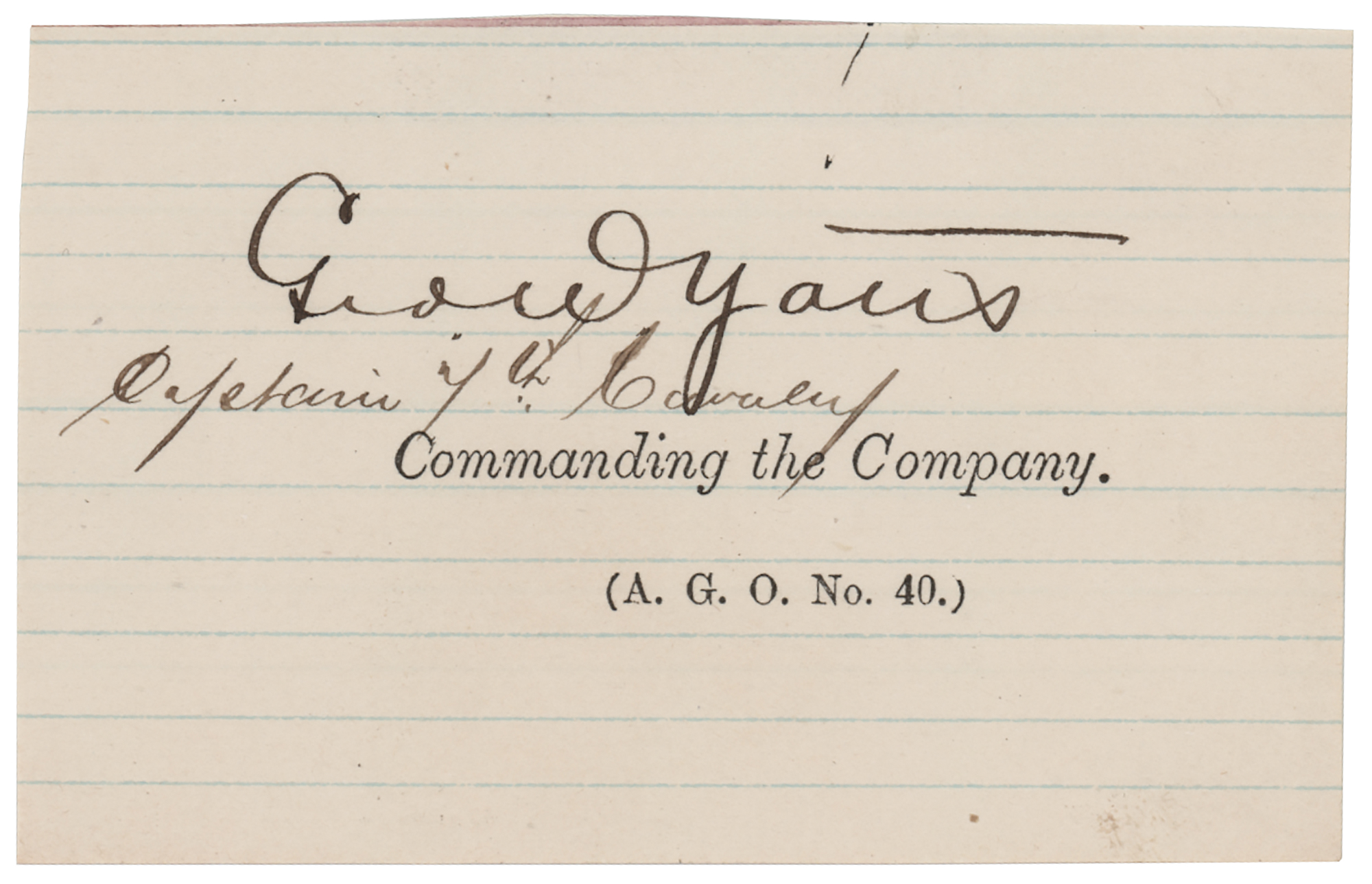 Little Bighorn: George Yates Signature - Killed in Action during