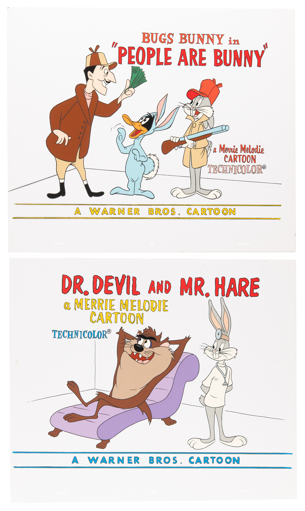 Warner Bros. (2) color model cels for Merrie Melodies lobby cards | RR