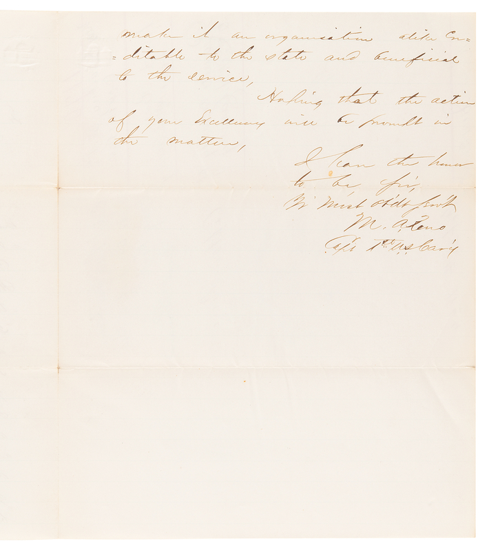 Marcus A. Reno Civil War-Dated Autograph Letter Signed to Governor