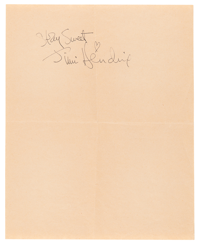 Jimi Hendrix Signature - “Stay Sweet, Jimi Hendrix"