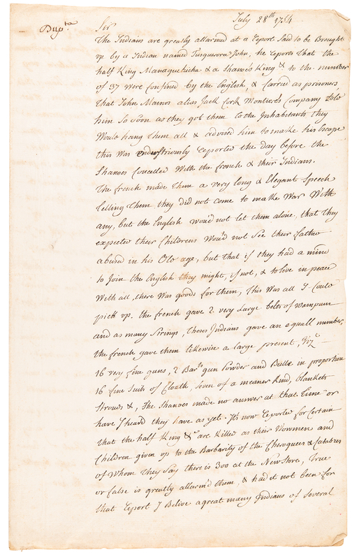 French and Indian War: Certified True Copy of Robert Stobo's Letter