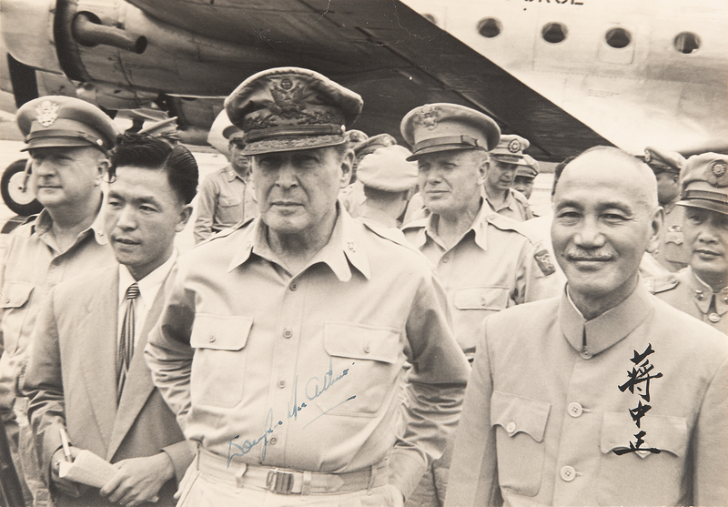 Douglas MacArthur and Chiang Kai-shek Rare Signed Photograph - Taken