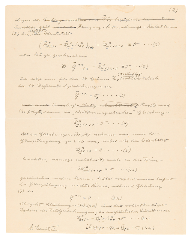 Albert Einstein Autograph Manuscript Signed on the Unified Field