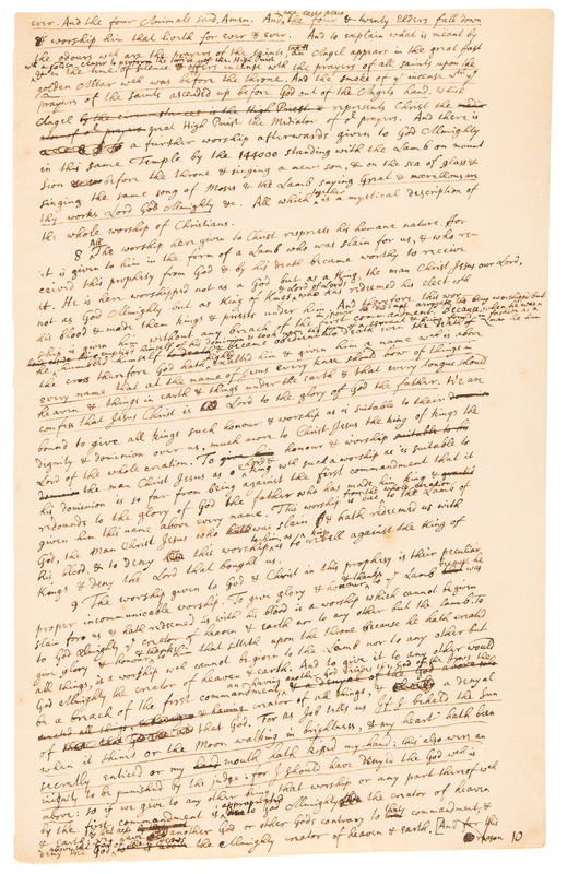 Isaac Newton Handwritten Manuscript on Religion, Outlining His