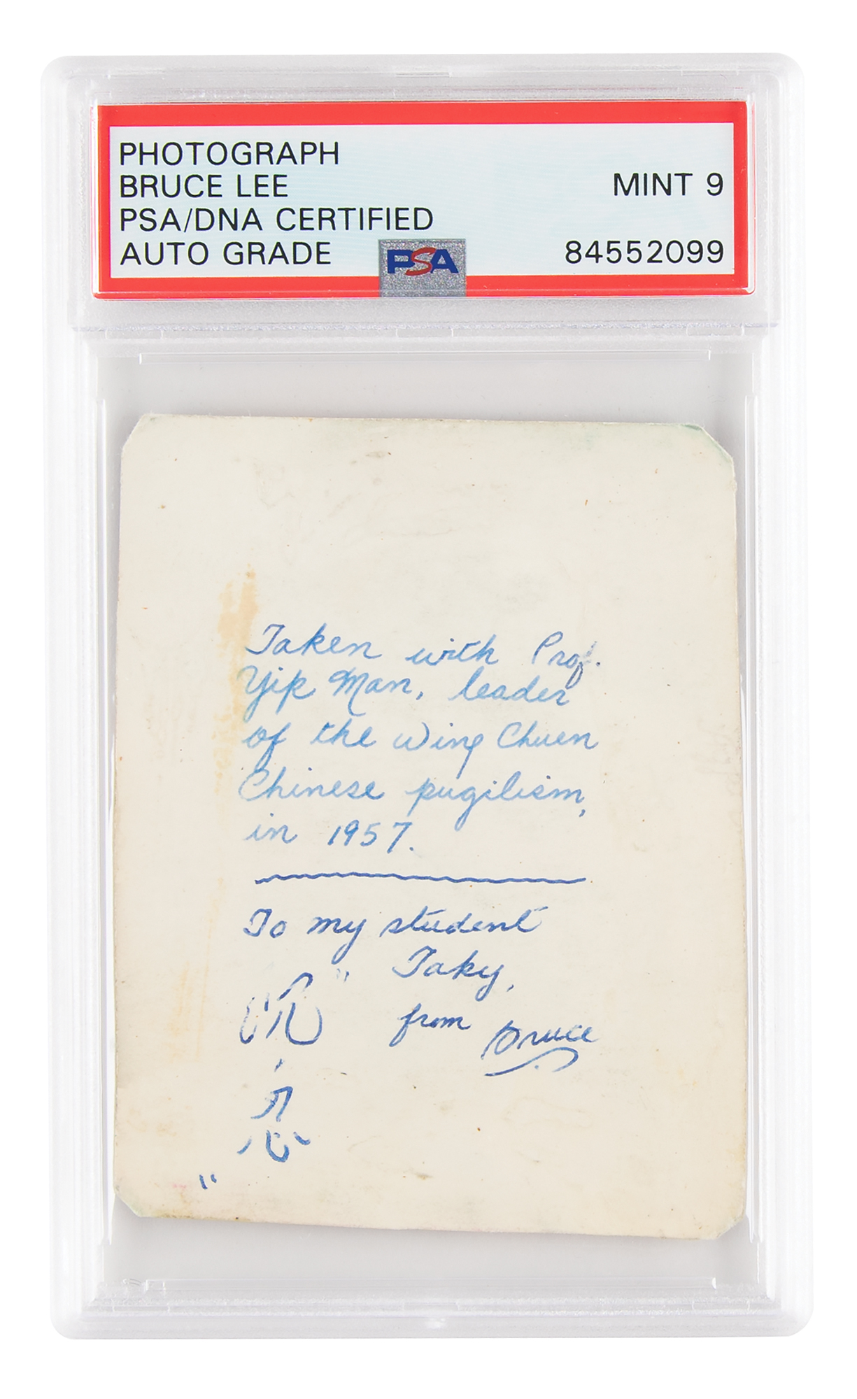 Bruce Lee Signed Photograph to Taky Kimura - PSA MINT 9 | RR Auction