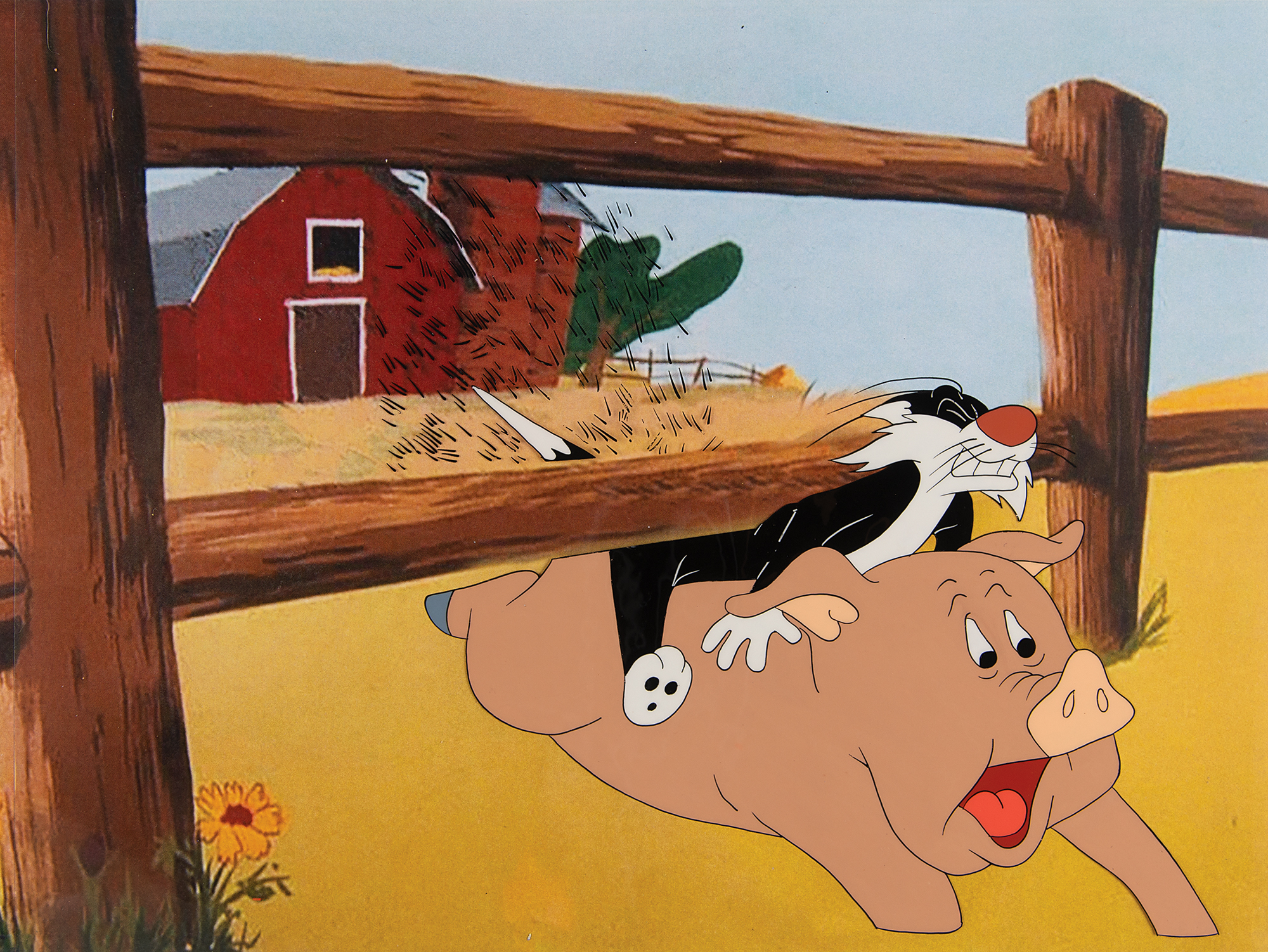 Sylvester and pig production cel from the Looney Tunes short 'Too Hop