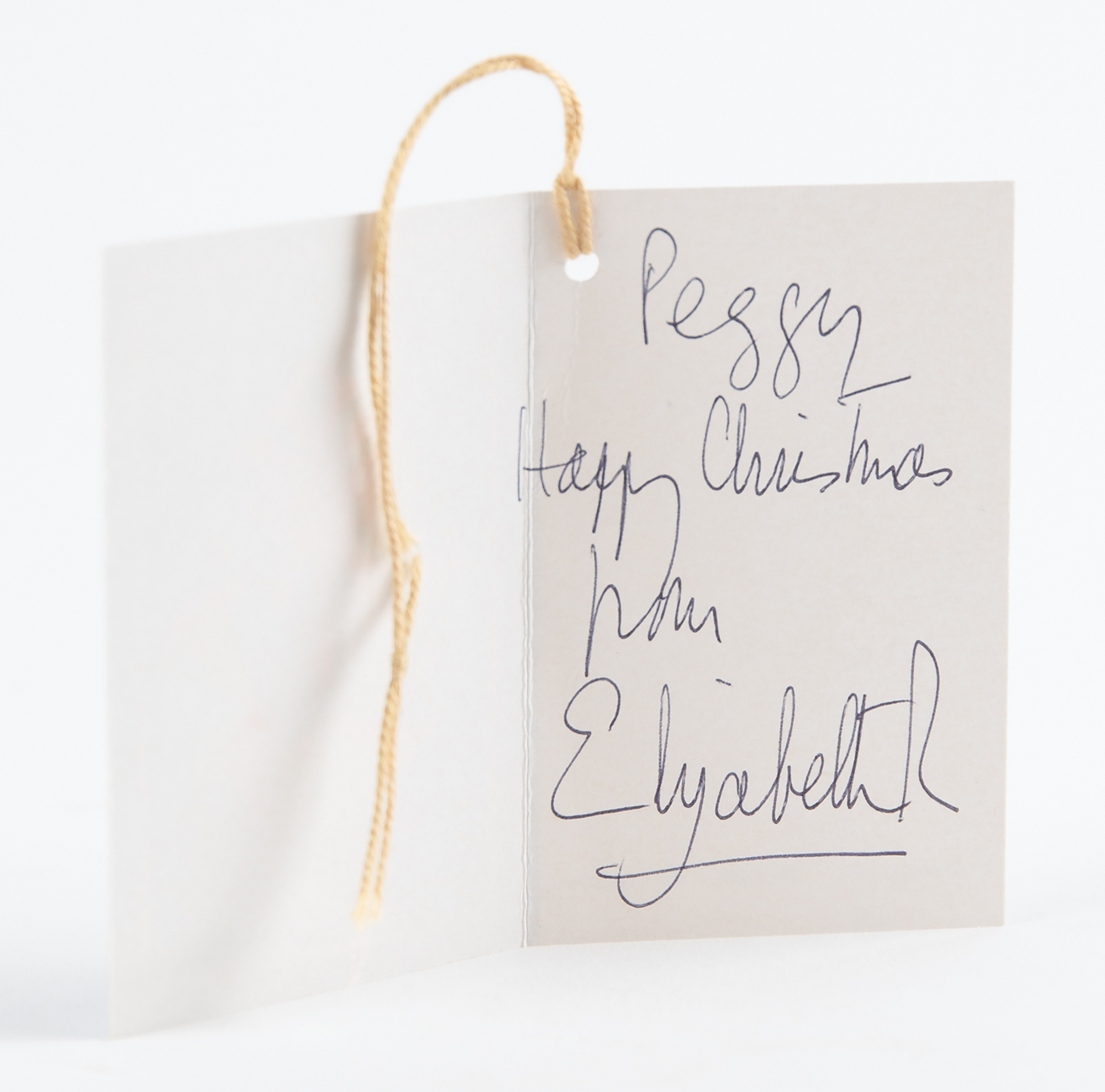 Queen Elizabeth II Signed Christmas Gift Tag Presented to Her Royal