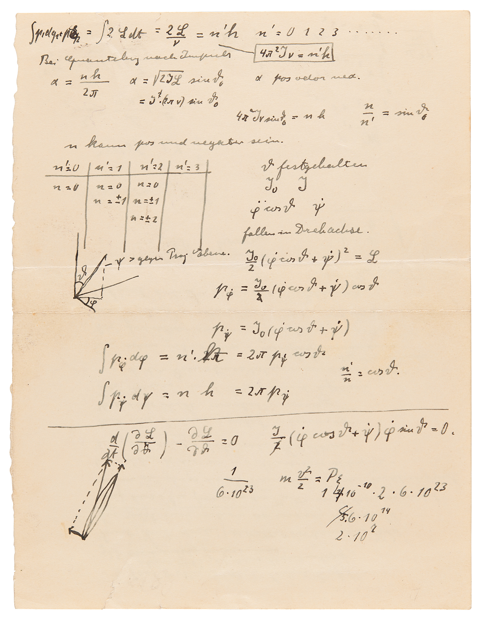 Albert Einstein Autograph Poem Signed with Quantum Theory Calculations