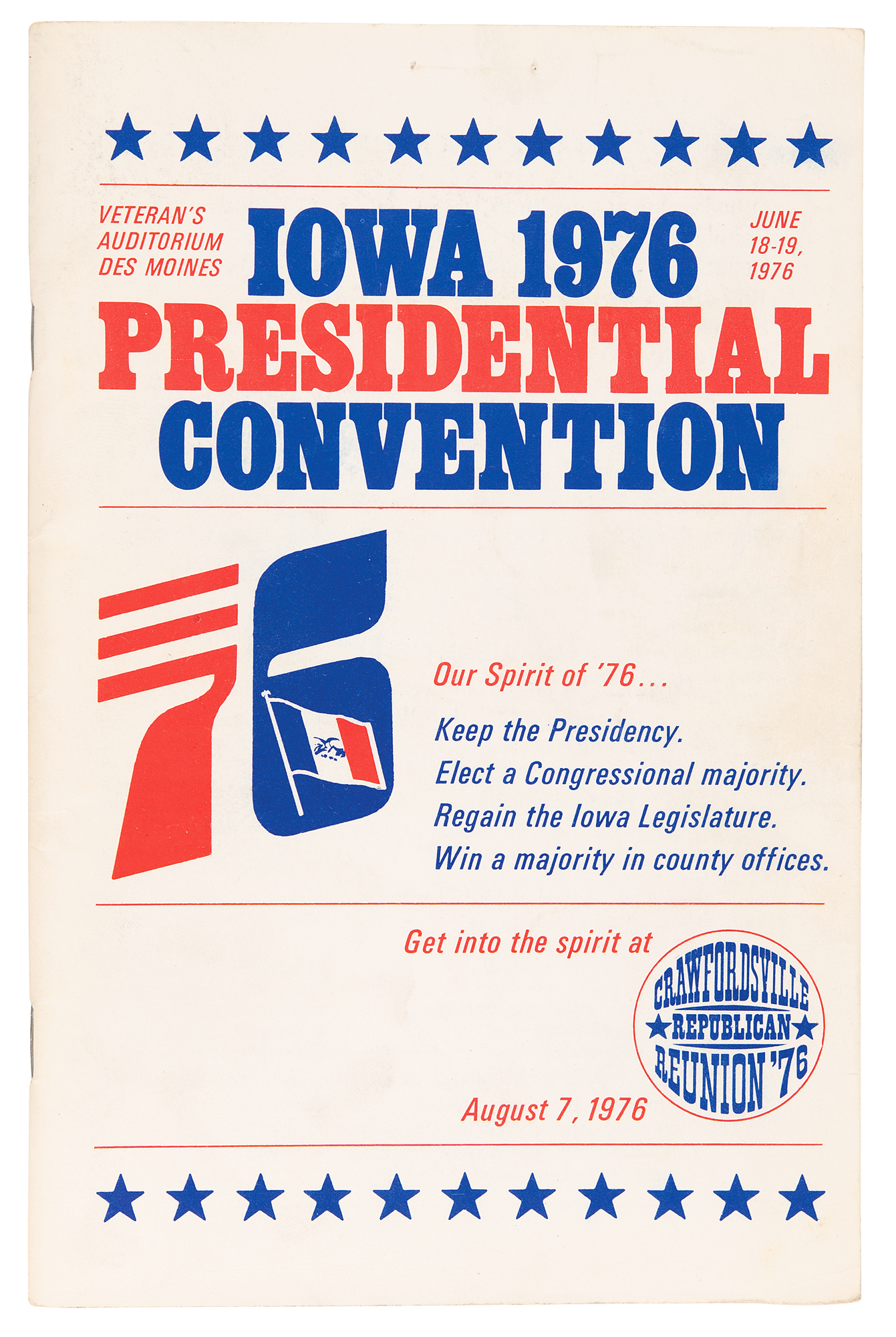 Ronald Reagan Signed 1976 'Republican State Presidential Convention'