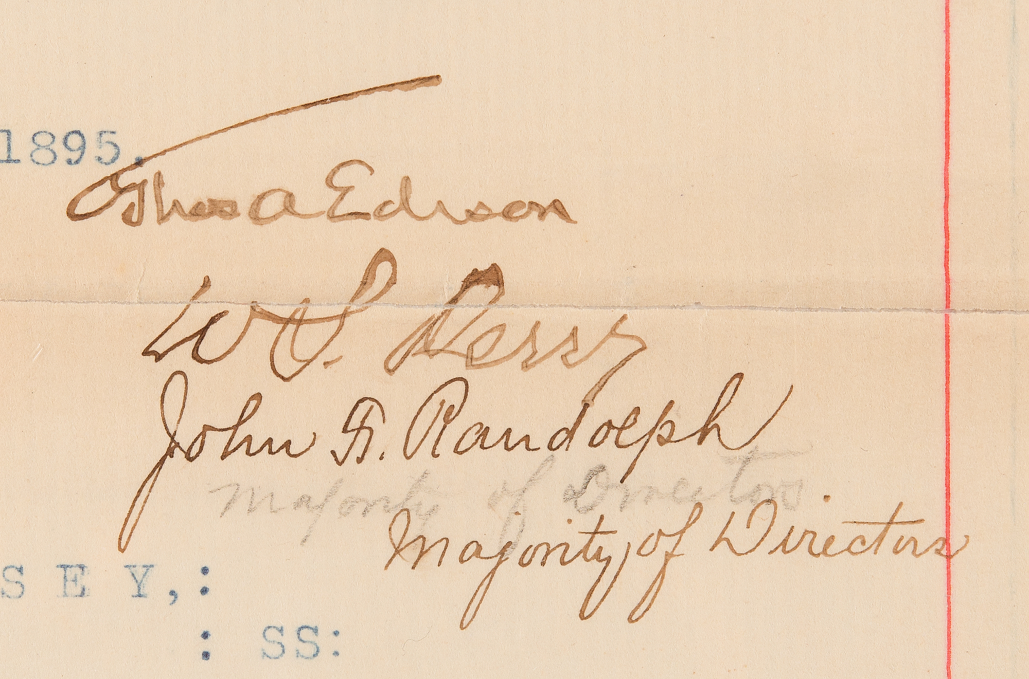 Thomas Edison Document Signed - Annual Report Extract of the Edison