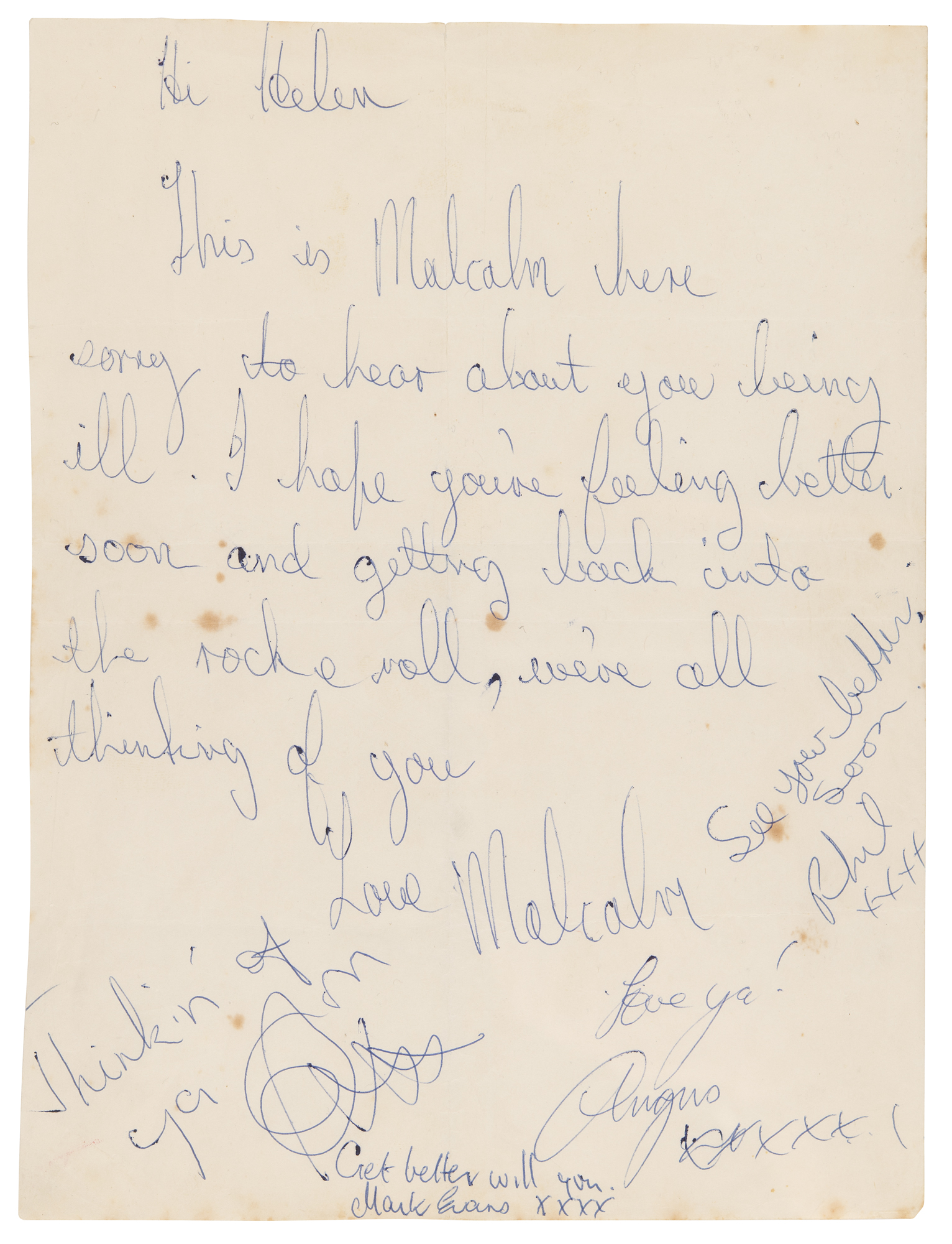 AC/DC Early Signatures (1976) with Malcolm Young Handwritten Letter to