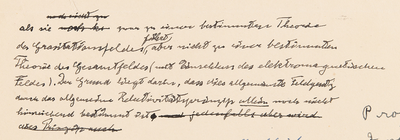 Albert Einstein Handwritten Draft Paragraph on the Theory of
