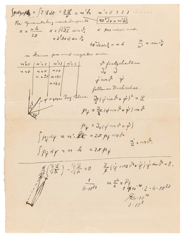 Albert Einstein Autograph Poem Signed with Quantum Theory Calculations