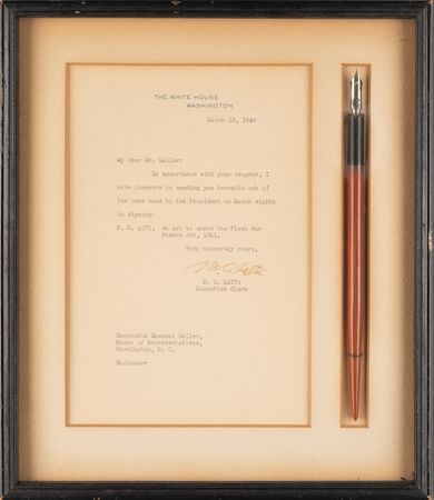 Harry S. Truman Bill Signing Pen - 'An Act to Amend the First War