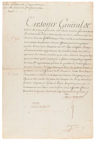 Marie Antoinette Document Signed, Paying for Maintenance of Parquet