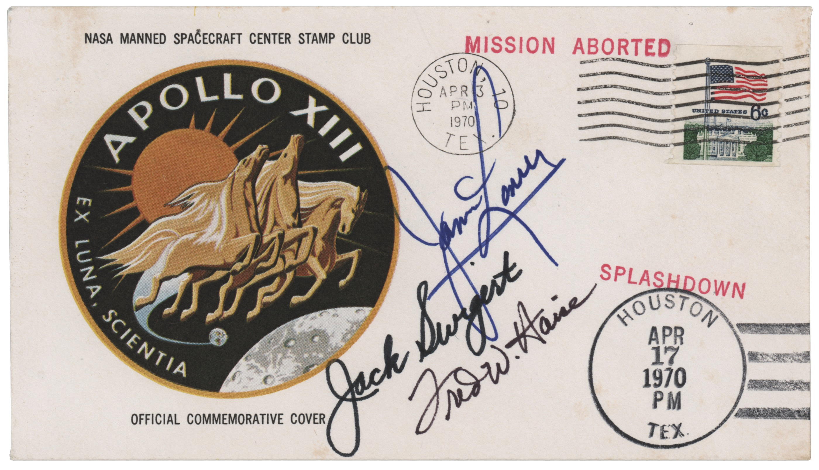 Apollo 13 Crew-Signed 'Mission Aborted' Cover | RR Auction