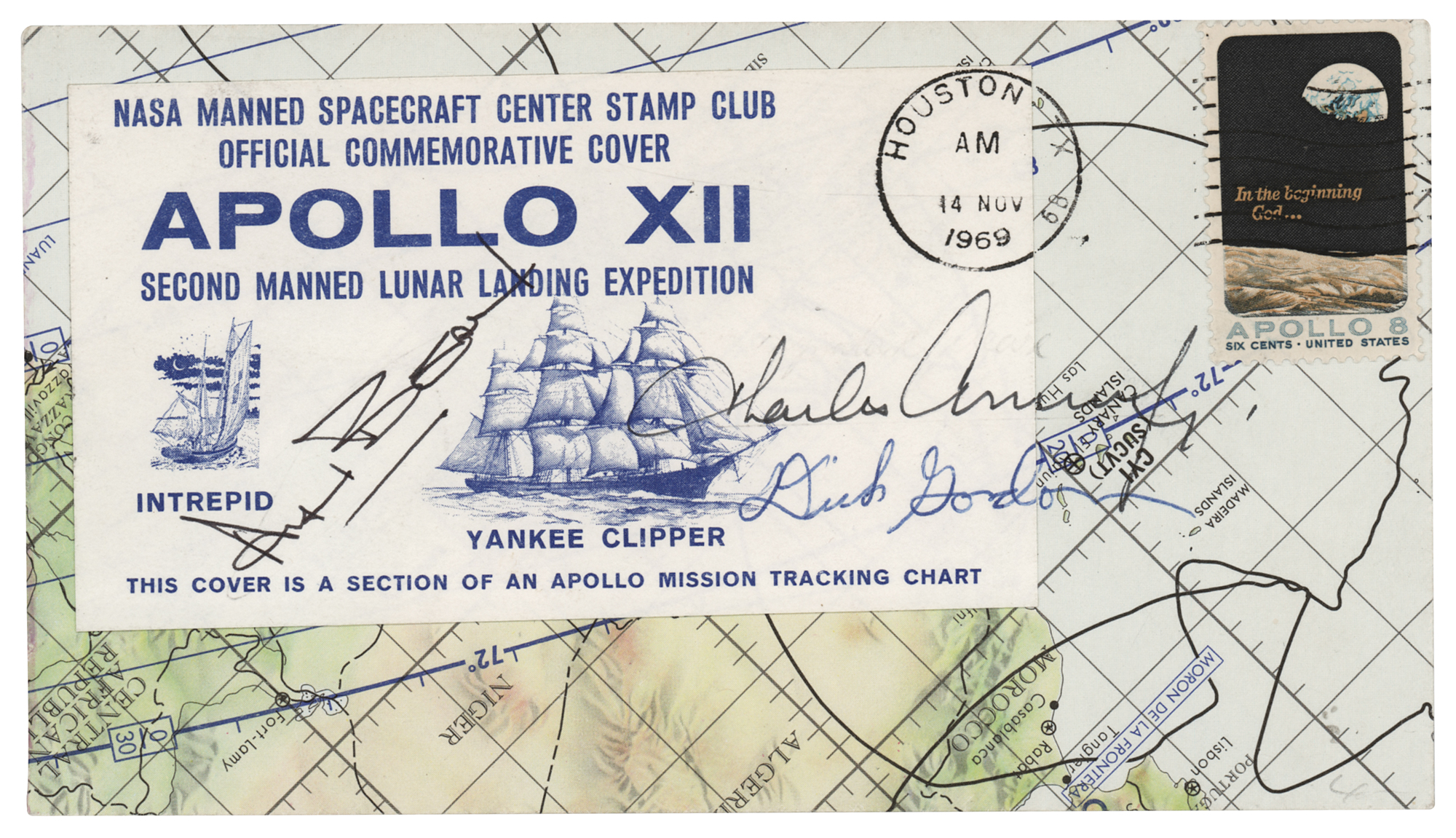 Apollo 12 Signed 'Launch Day / Mission Tracking Chart' Cover | RR