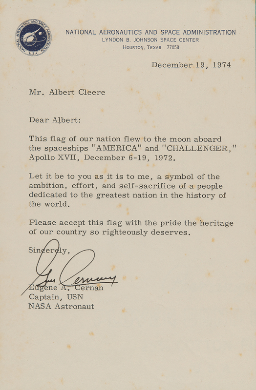 Apollo 17 Flown Flag Flight-Certified by Gene Cernan | RR Auction