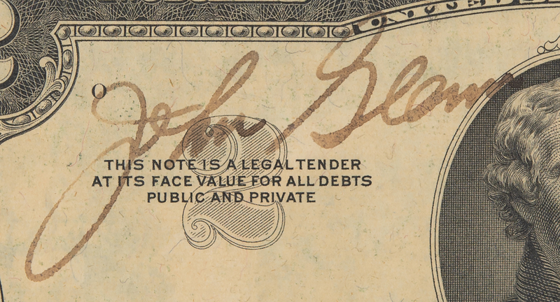 John Glenn Signed $2 Dollar Bill | RR Auction