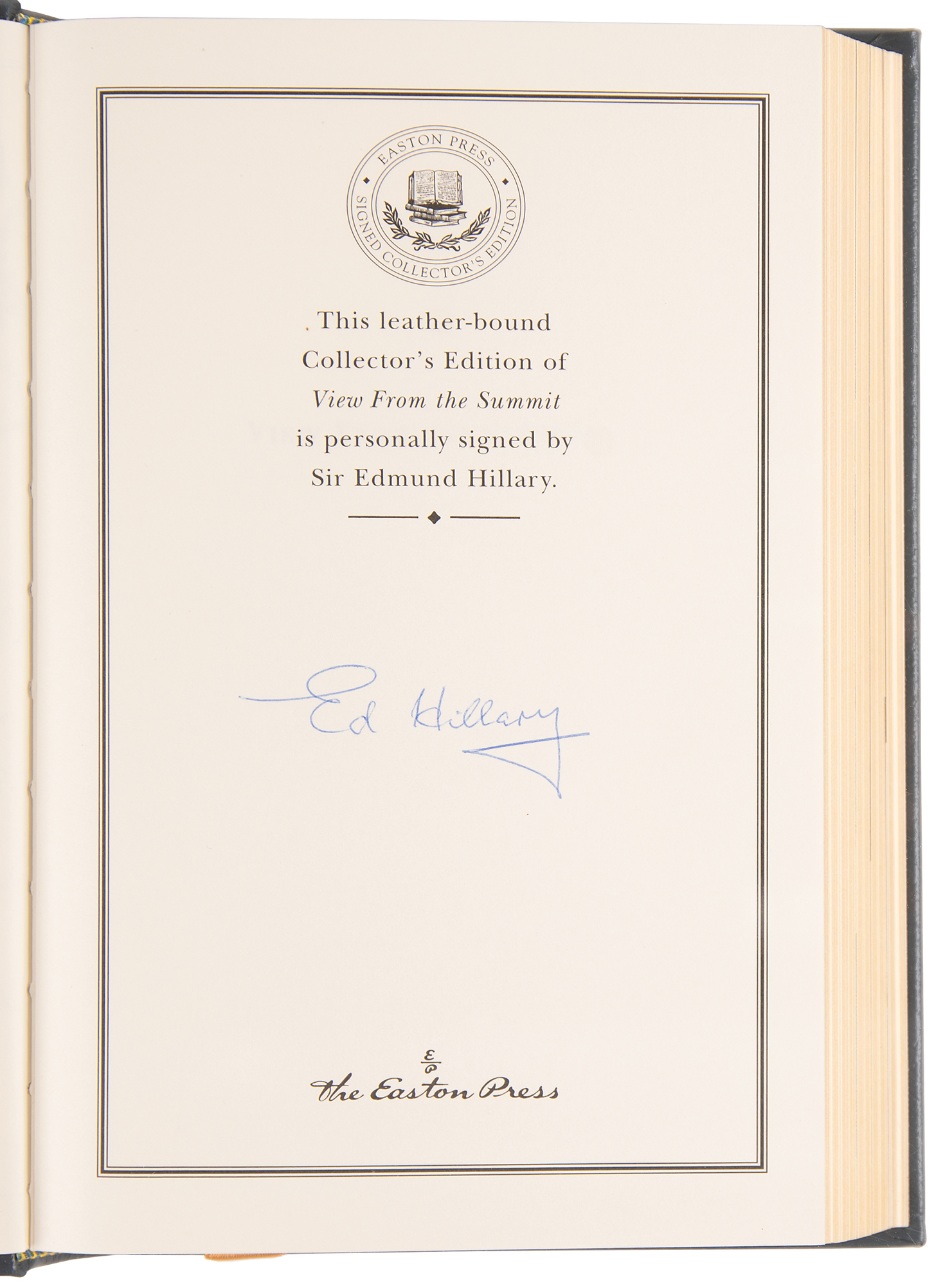 Edmund Hillary Signed Book - View from the Summit | RR Auction