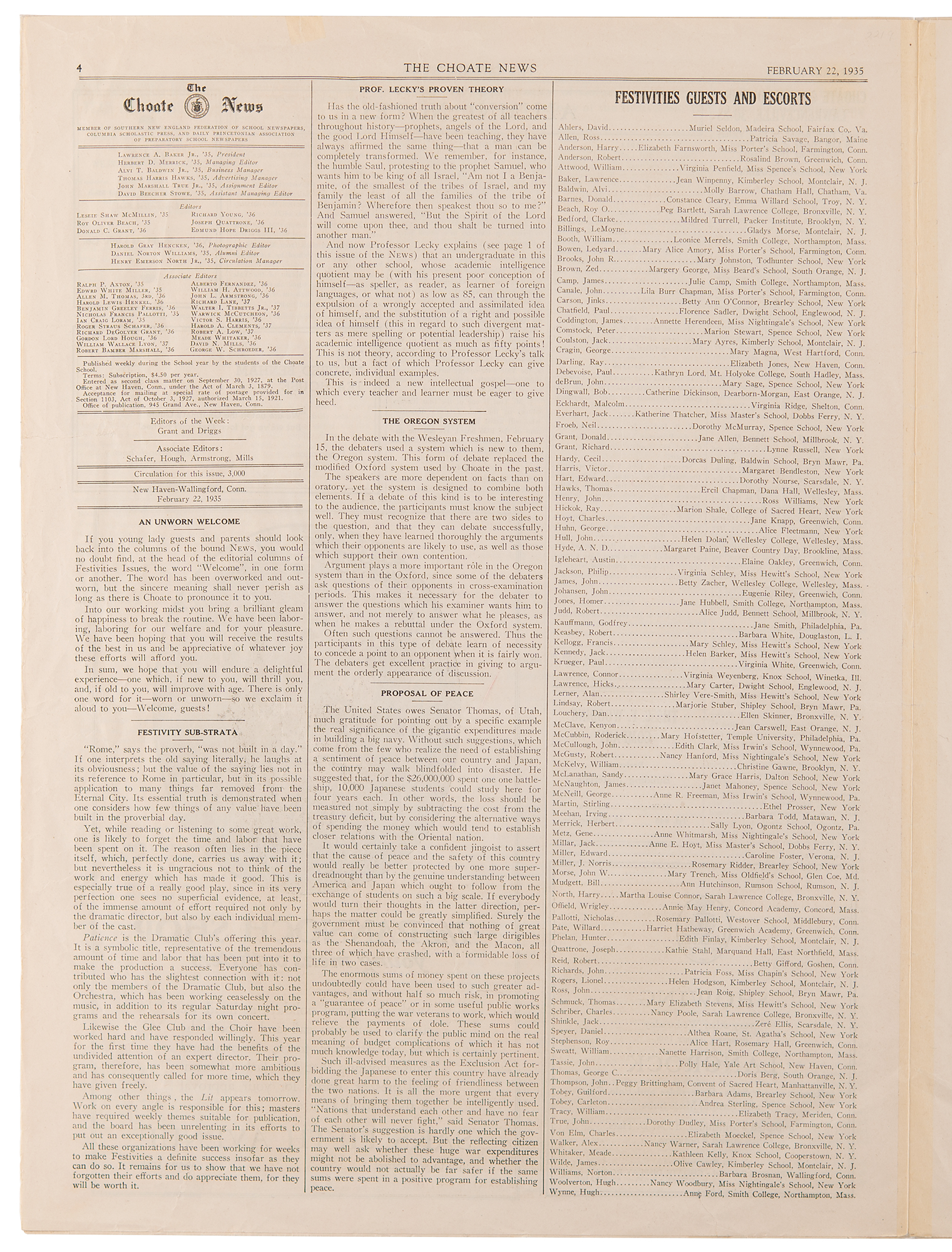 John F. Kennedy: 1935 Festivities Issue of The Choate News | RR