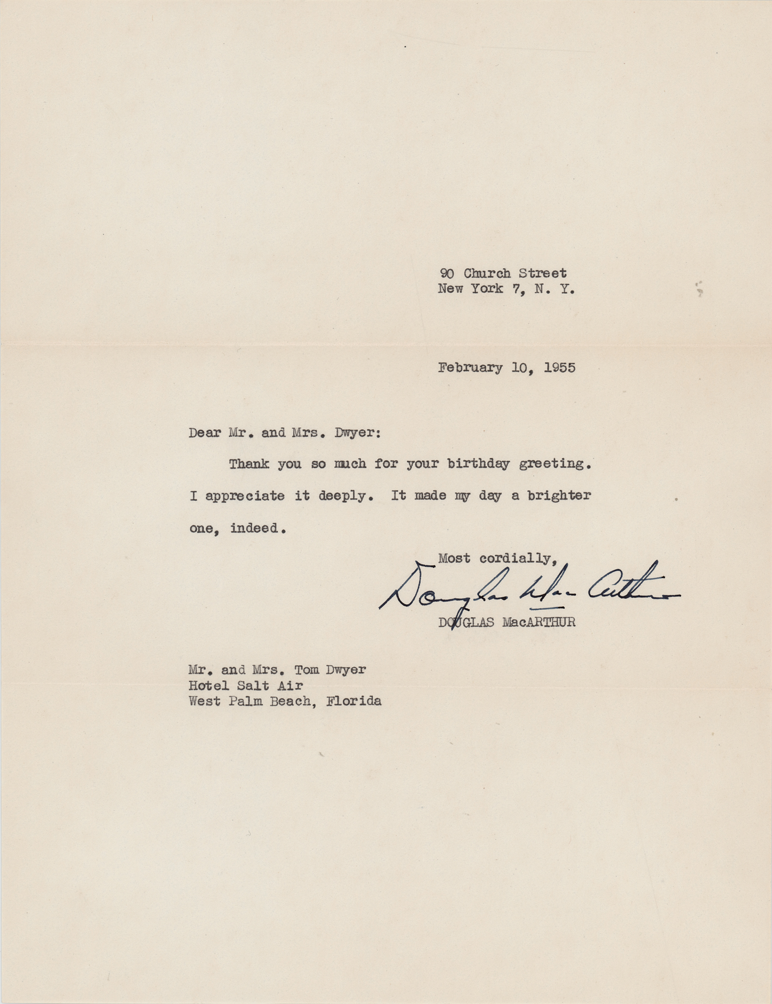Douglas MacArthur Typed Letter Signed | RR Auction