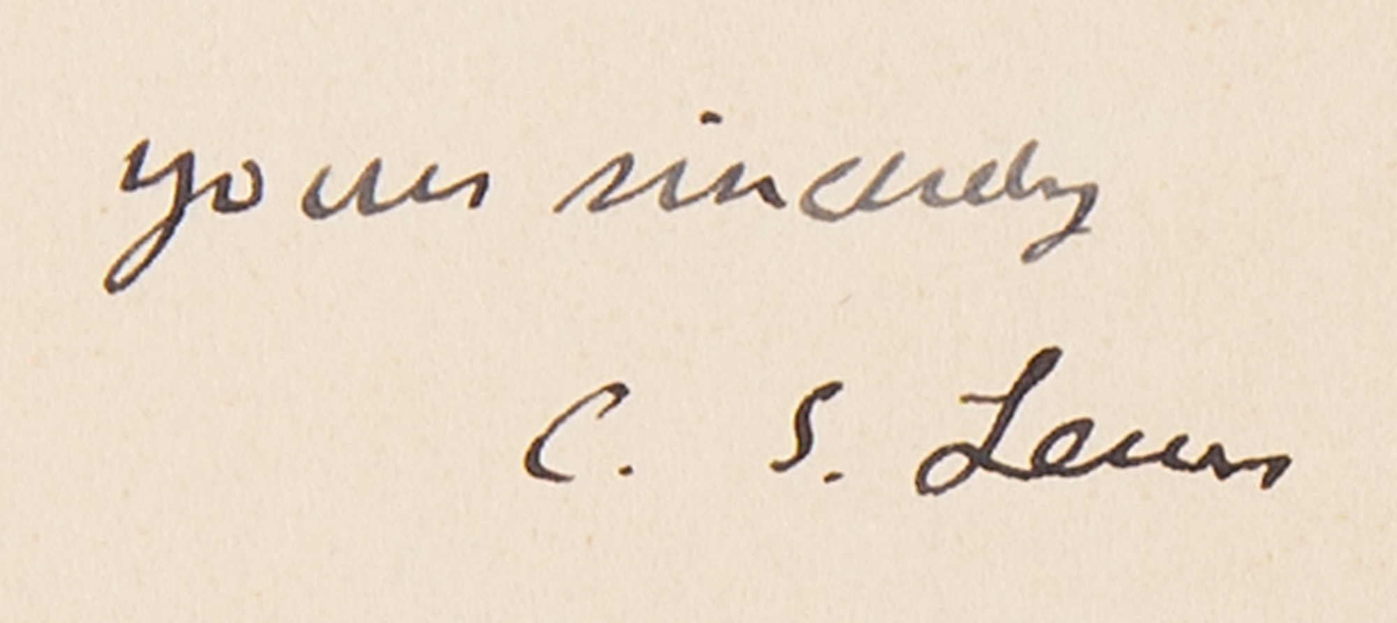 C. S. Lewis Autograph Letter Signed, in a First Edition of His