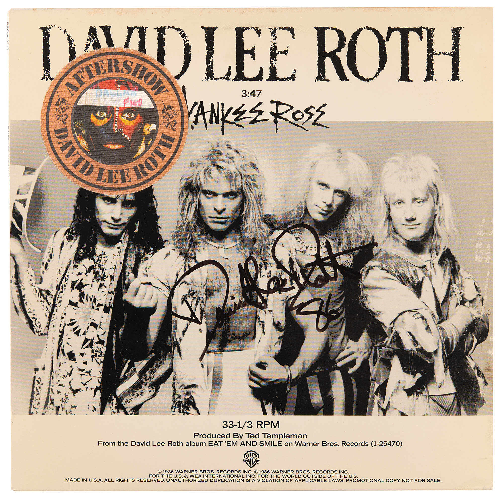 David Lee Roth Signed Album - Yankee Rose | RR Auction