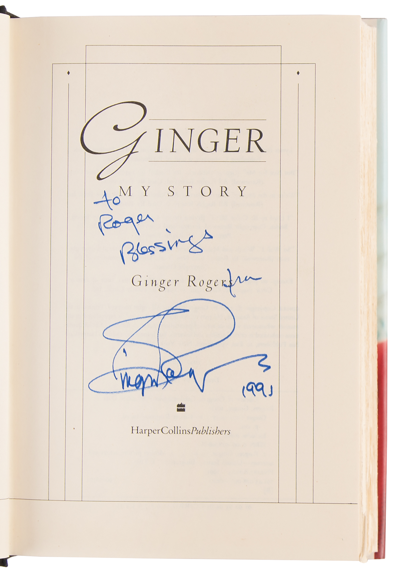 Ginger Rogers Signed Book - Ginger: My Story | RR Auction