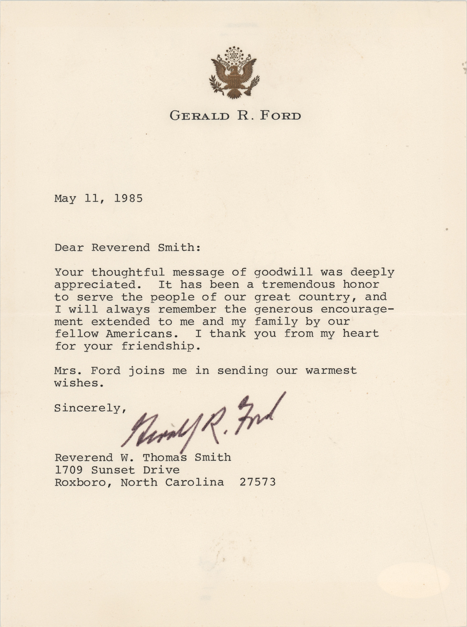 Gerald Ford Typed Letter Signed: "It has been a tremendous honor