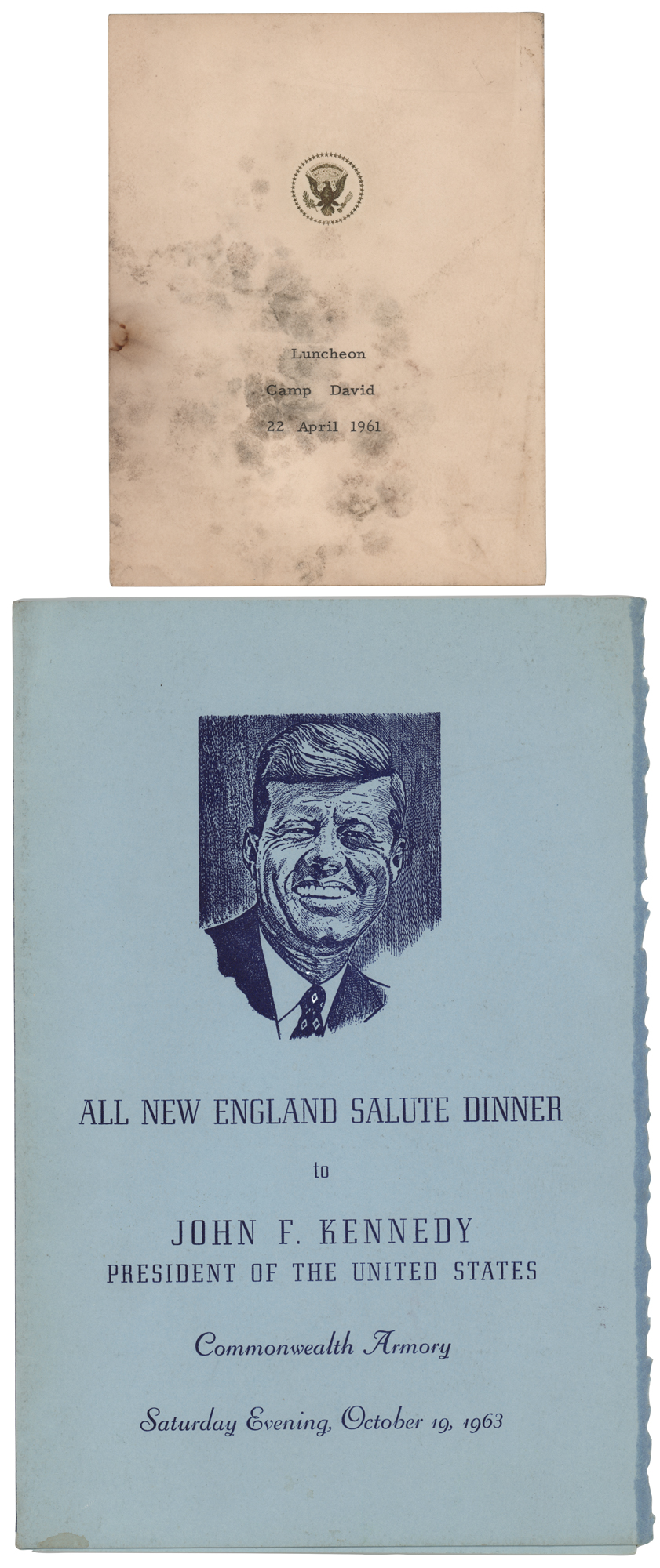 John F. Kennedy (2) Menus - Camp David (1961) New England Salute
