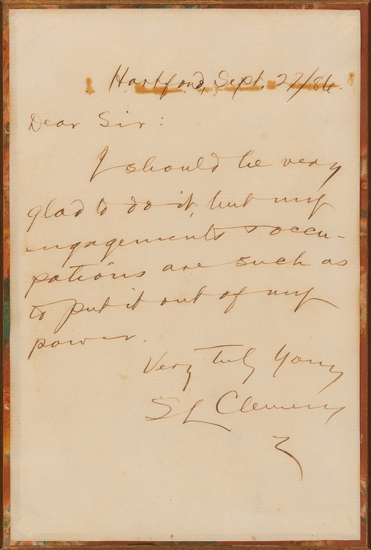 Samuel L. Clemens Autograph Letter Signed | RR Auction