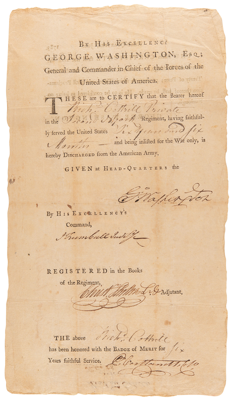 George Washington Revolutionary War-Dated Document Signed, Discharging