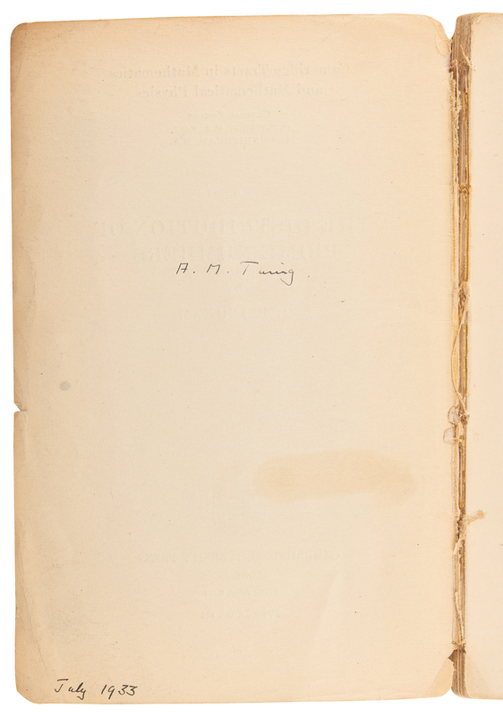 Alan Turing Signed Book - The Distribution of Prime Numbers (Turing's