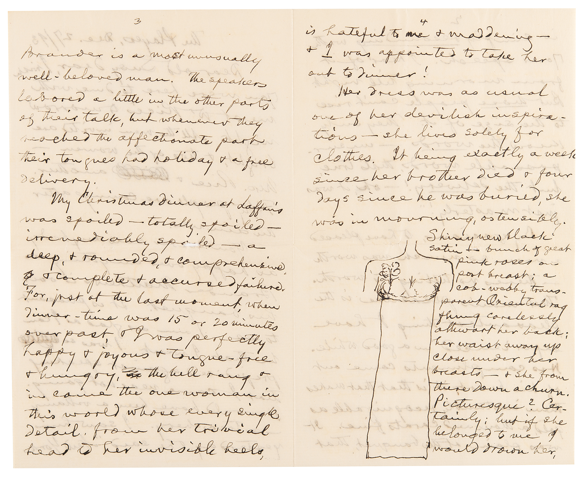 Samuel L. Clemens Autograph Letter Signed with Sketch, Criticizing