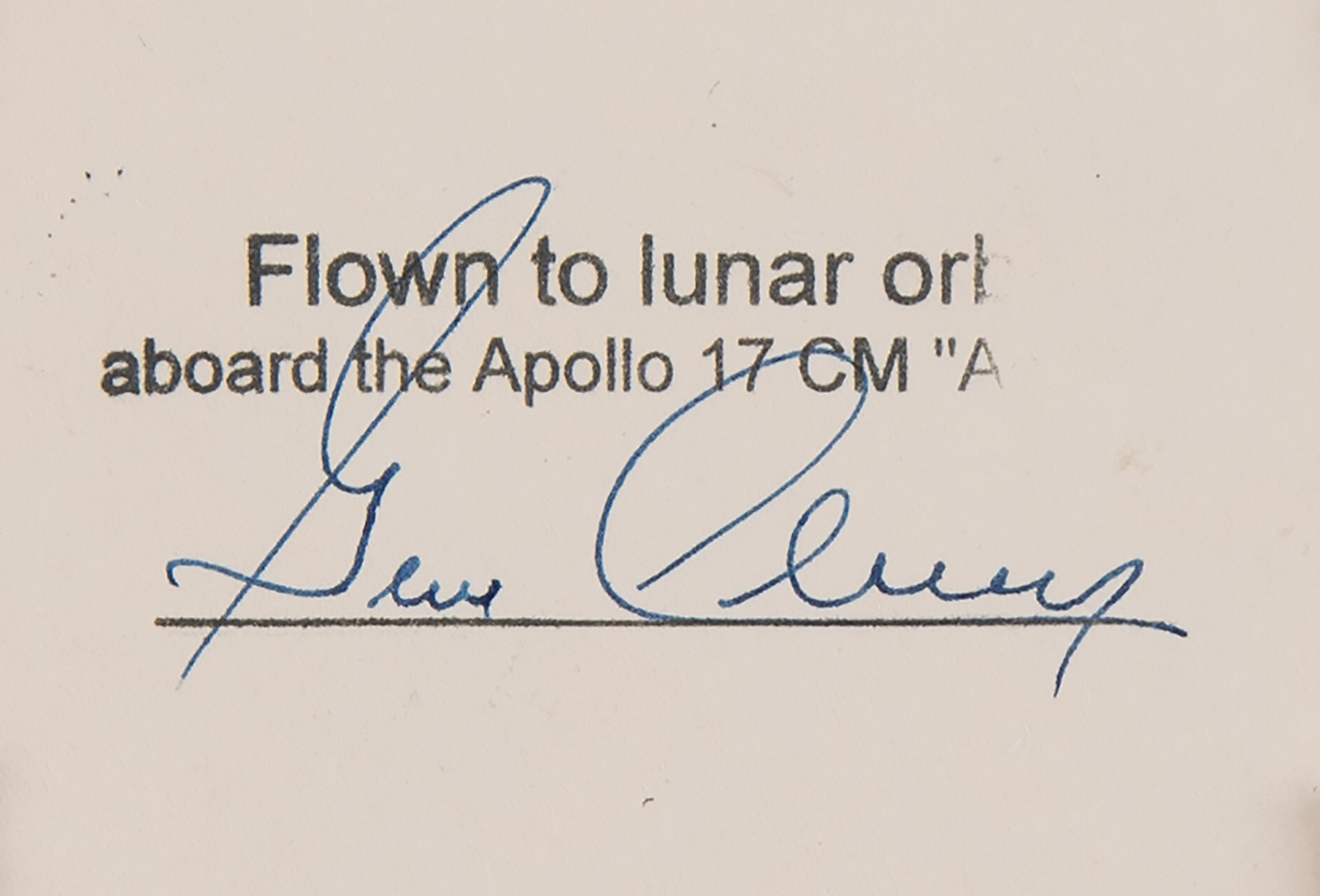 Apollo 17 Flown Command Module Cue Card Signed and Flight-Certified by
