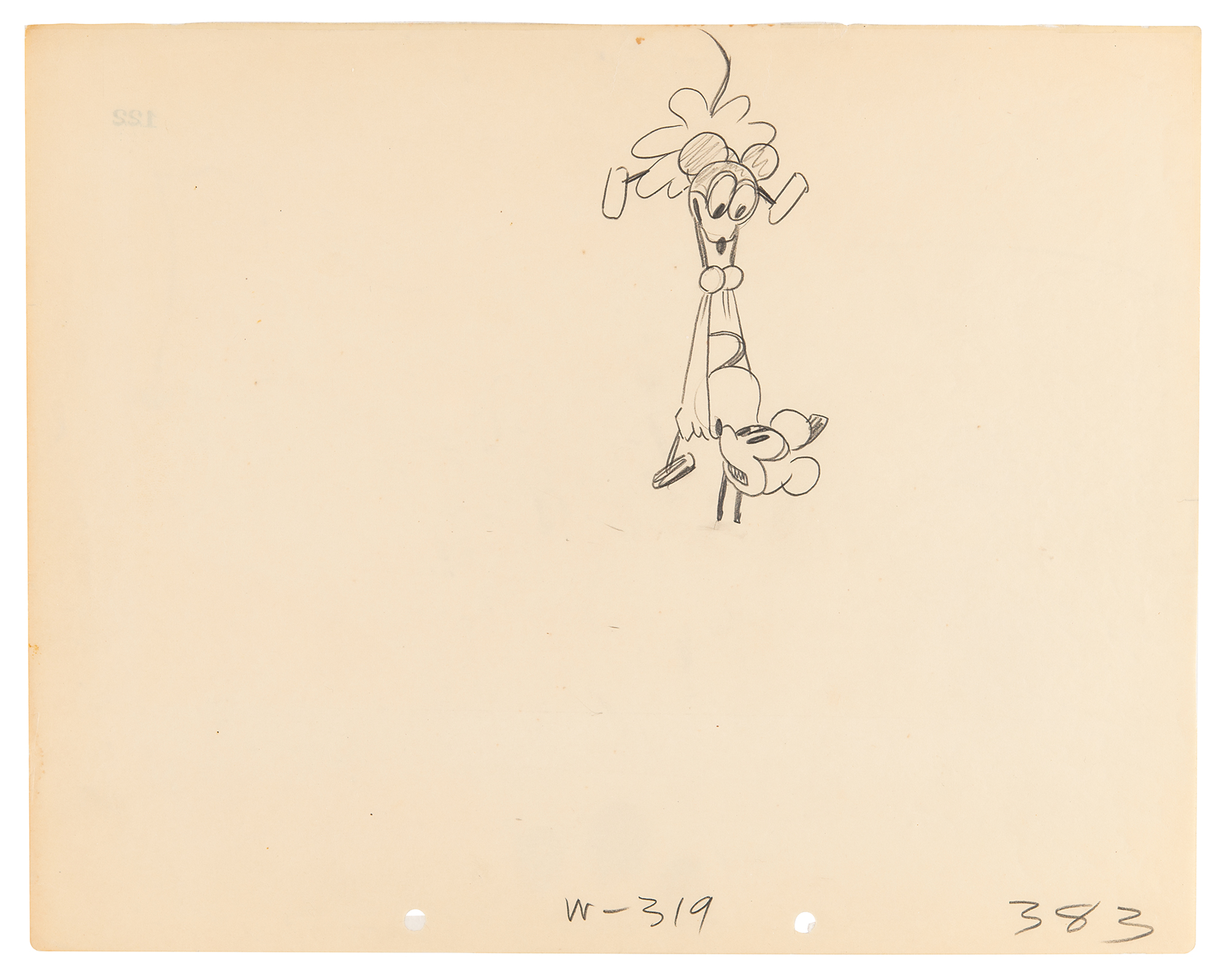 Mickey and Minnie Mouse production drawings (8) from Plane Crazy