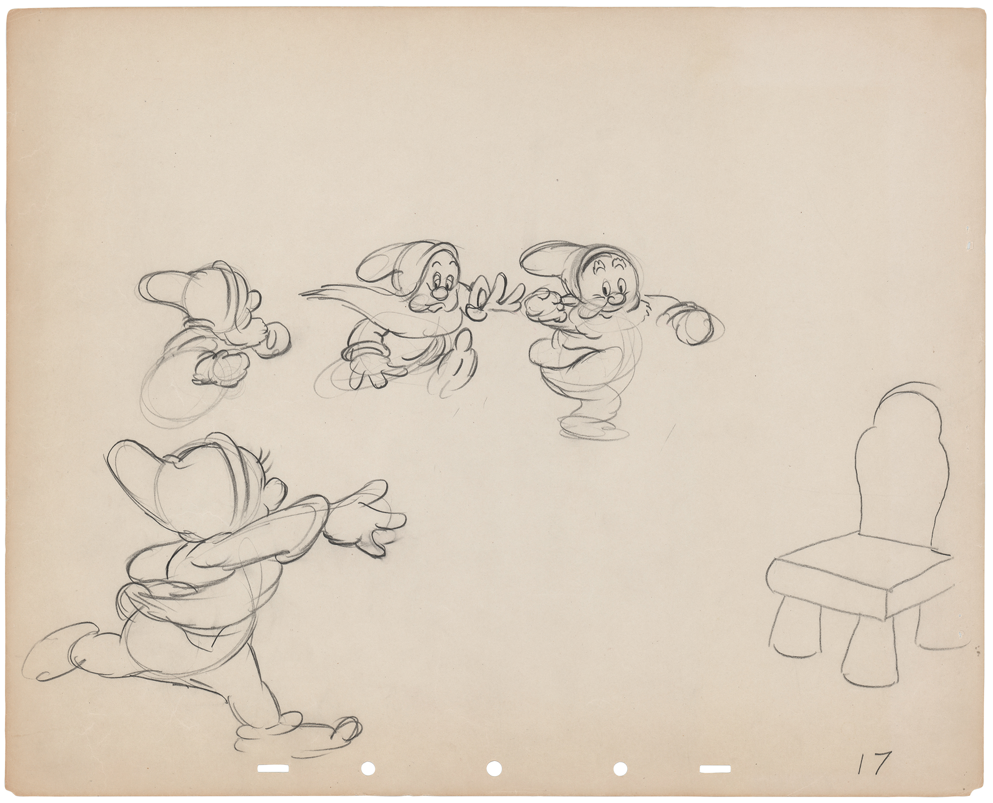 Dwarfs rough production drawings (12) from Snow White and the Seven