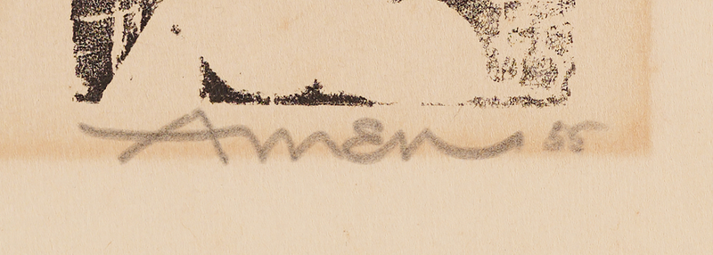 Albert Einstein Oversized Woodcut Print by Irving Amen (1955) (Ltd.