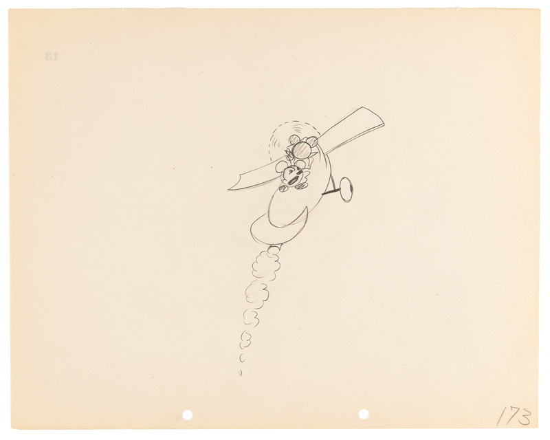 Mickey and Minnie Mouse production drawings (8) from Plane Crazy