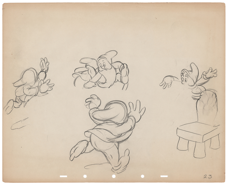 Dwarfs rough production drawings (12) from Snow White and the Seven