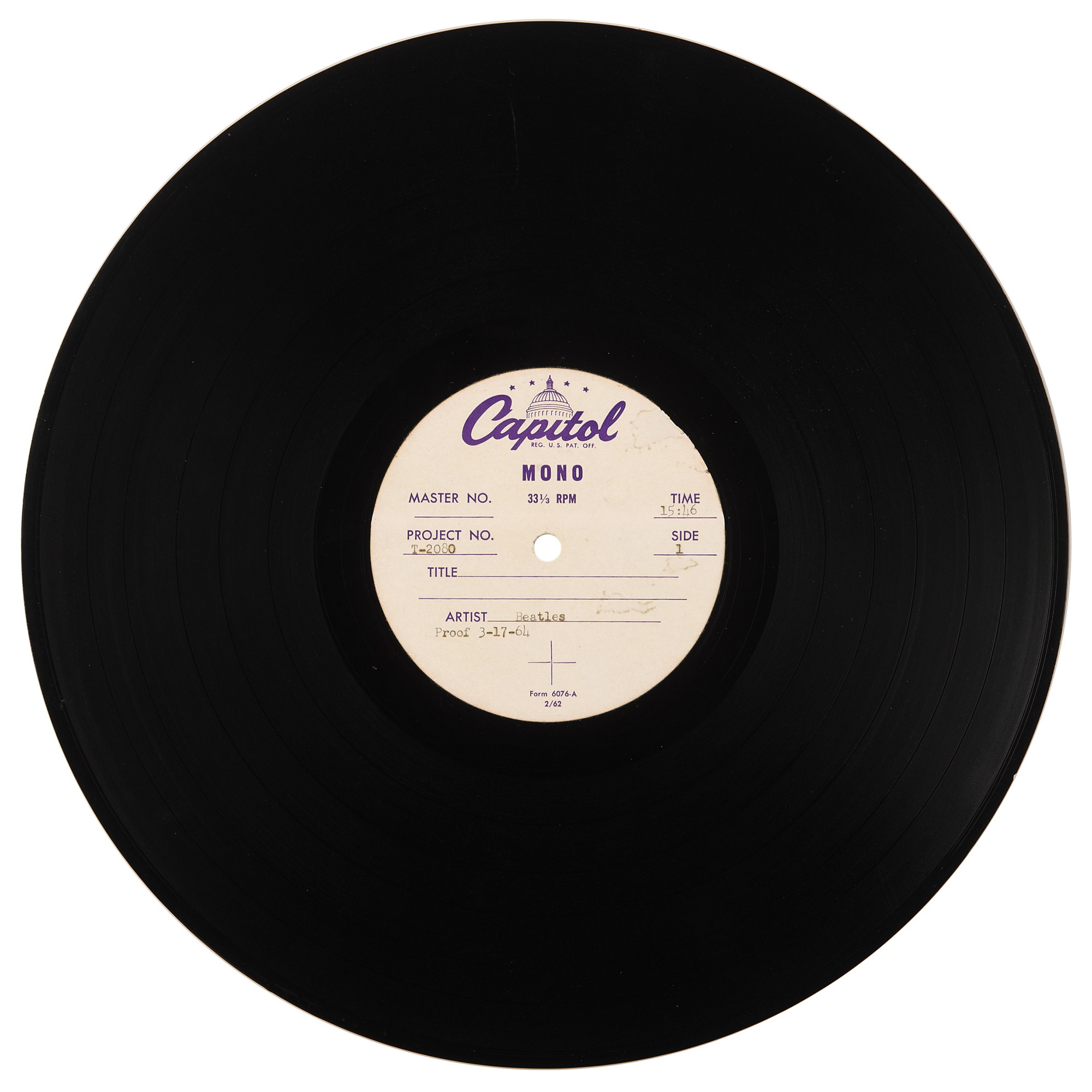 Brian Epstein's Personally-Owned US Capitol Records Acetate for The