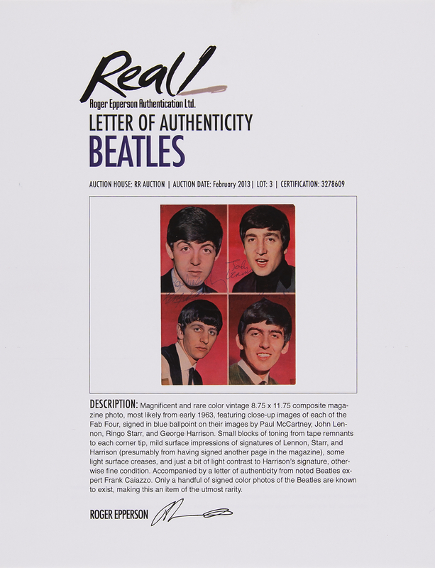 Beatles Signed Rare Color Magazine Photograph (ca. Mid-1963) | RR