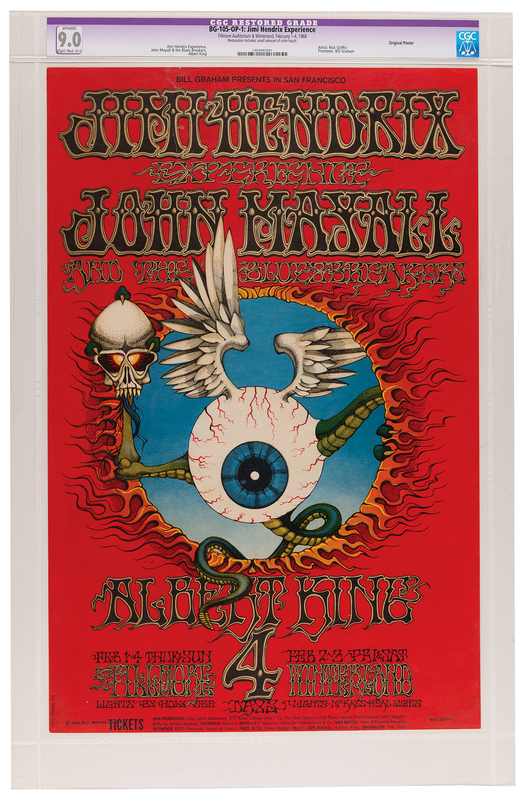 Jimi Hendrix 1968 Fillmore Concert Poster (First Printing) - 'Flying