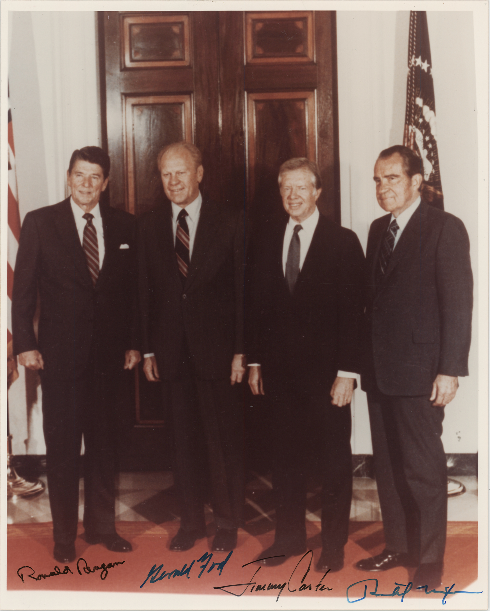 Four Presidents Signed Photograph - Reagan, Nixon, Carter, and Ford